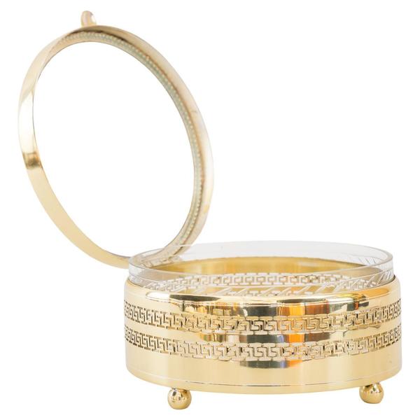 Round Brass, Glass Box For Cookies Vienna Around 1920s | Vinterior