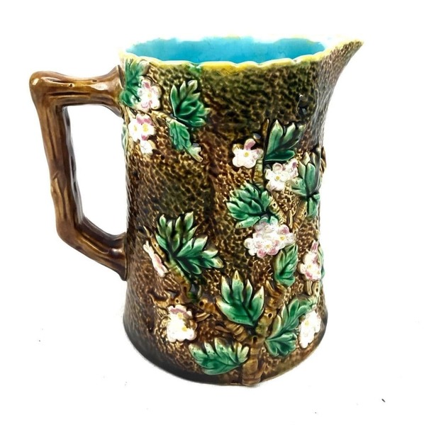 George Jones Majolica Pottery Blossom Pitcher Jug / Vase / 19th Century ...