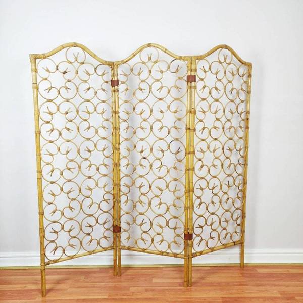 Vintage Bohemian Bamboo Cane Room Divider Screen | Vinterior