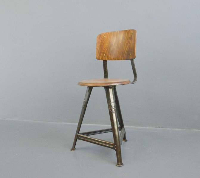 Industrial Factory Chair By Rowac Circa 1920s | Robert Wagner | Vinterior