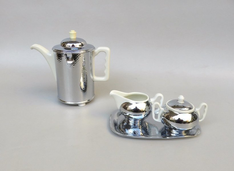 Coffee Making Set In Chrome Plated Metal & Porcelain, 1950s, Set Of 4 ...