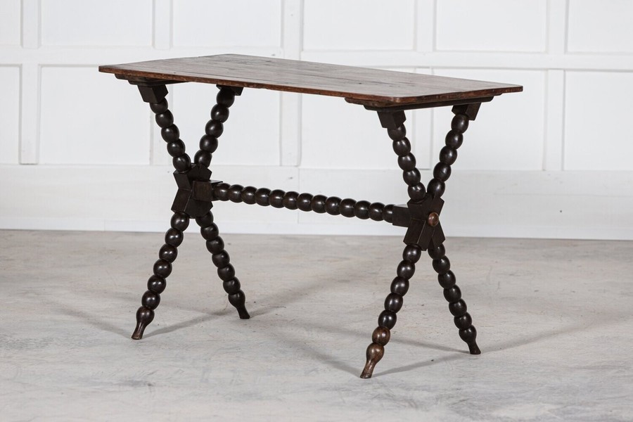 19thc English Ebonised Bobbin Table / Desk | Vinterior