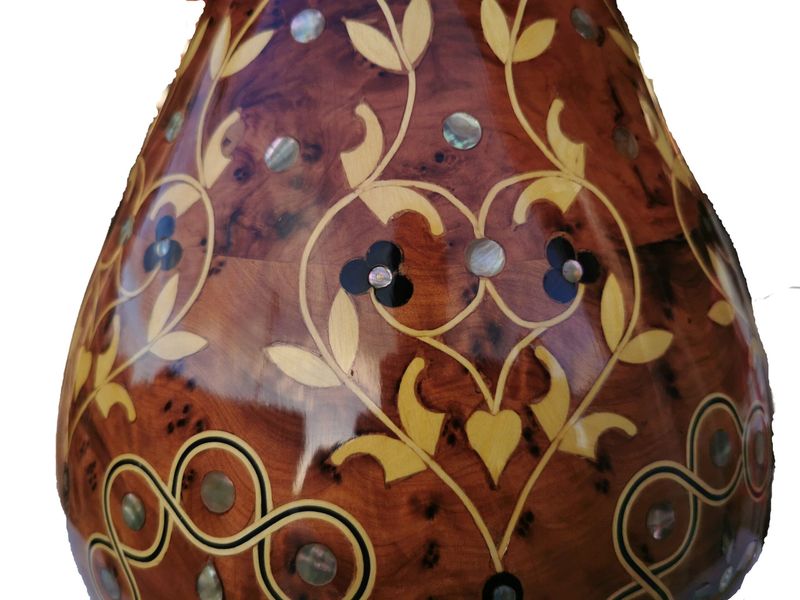 Fabulous Large Inlaid Vase Inlaid With Ebony, Lemon Wood And Mother Of ...
