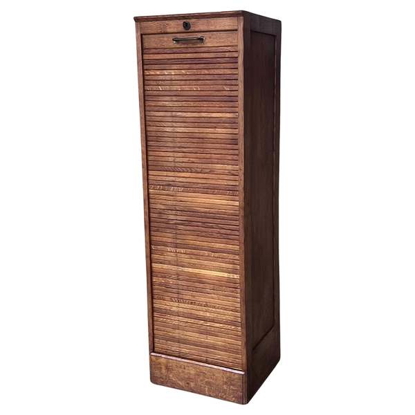 Early 20th Century Filing Cabinet With One Roller Louver Door & Five ...