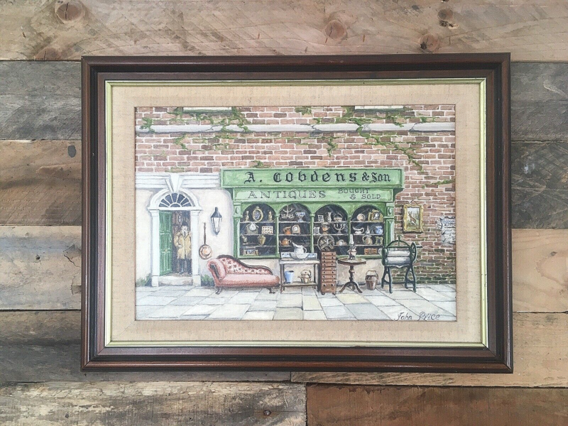 Vintage A Cobdens & Son Antiques Shop Window Store Front Painting By ...