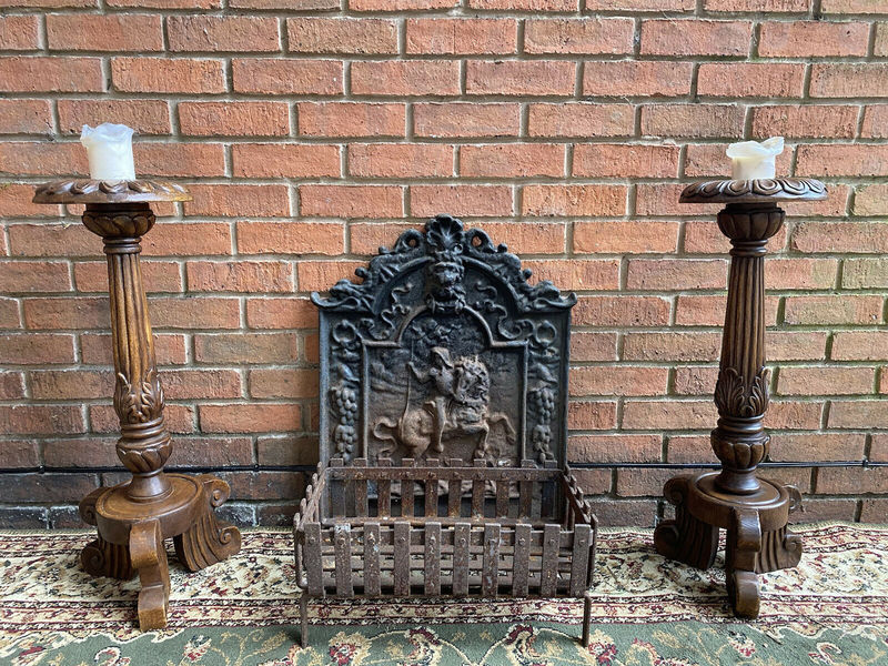 Museum Grade Edward III Rare Cast Iron Fire Back Plate With Basket ...