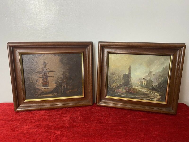 Pair Of Cornish Artist Don Hughes Original Gallon & Town Landscape Oil ...