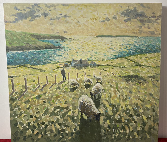 Irish 20c Contemporary Artist Simon Macleod Landscape Oil Painting On ...