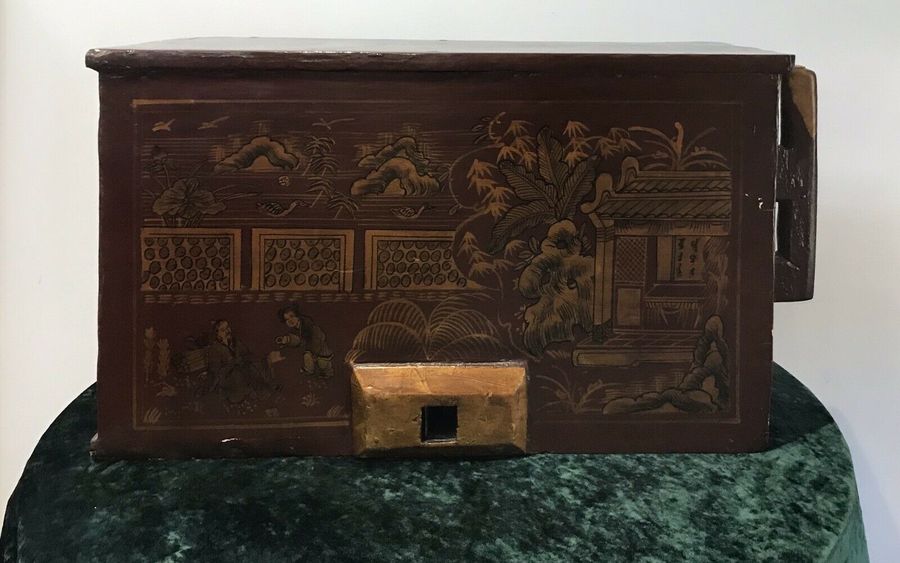 Rare Antique Chinese Bellows In Original Hand Painted Red Lacquer Case ...