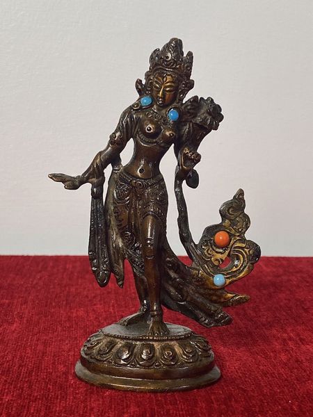 Miniature Cold Painted Bronze Statue Of Belly Dancer With Semi Precious ...
