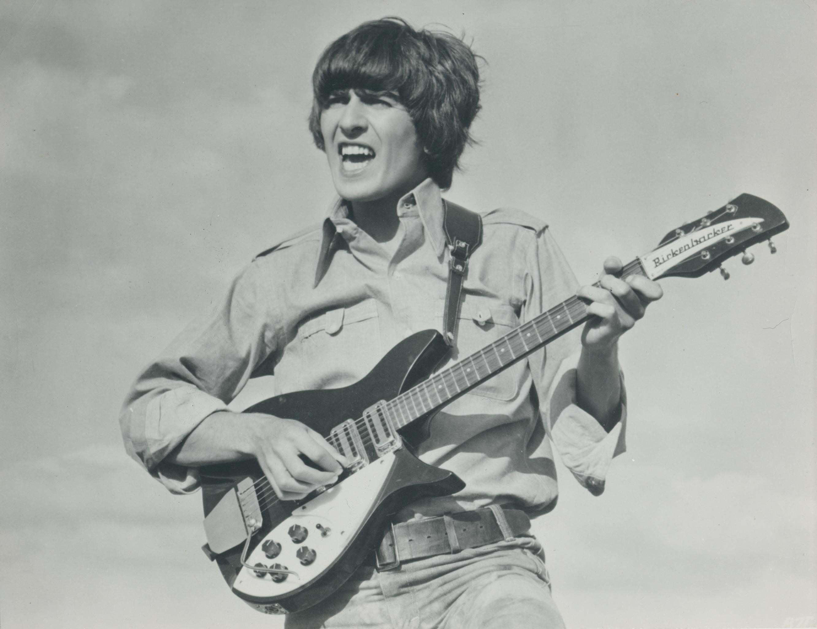 Martin Weaver George Harrison, Guitar, Black And White Photograph ...
