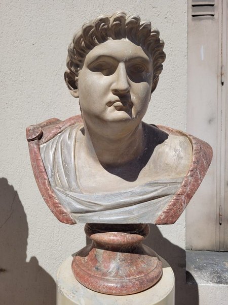 Bust Of Roman Emperor (Otho?) On Column, Patinated Stucco, 20th Century ...