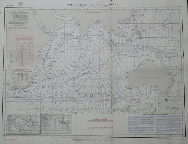Nautical Chart Indian Ocean Pilot Us Navy 1962 Maritime | Vinterior