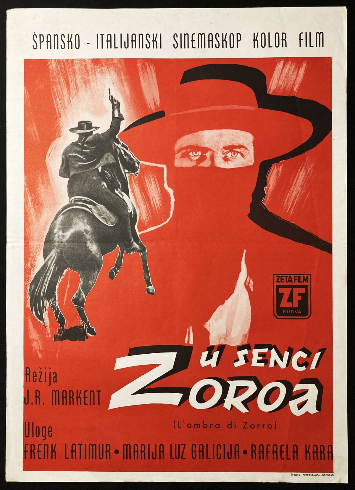 1962 Original Movie Poster Shades Of Zorro Joaquin Marchent Frank ...