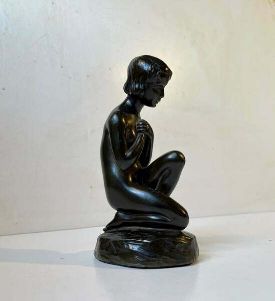 Just Andersen & Elna Borch Patinated Sculpture Of Young Woman, 1930s ...