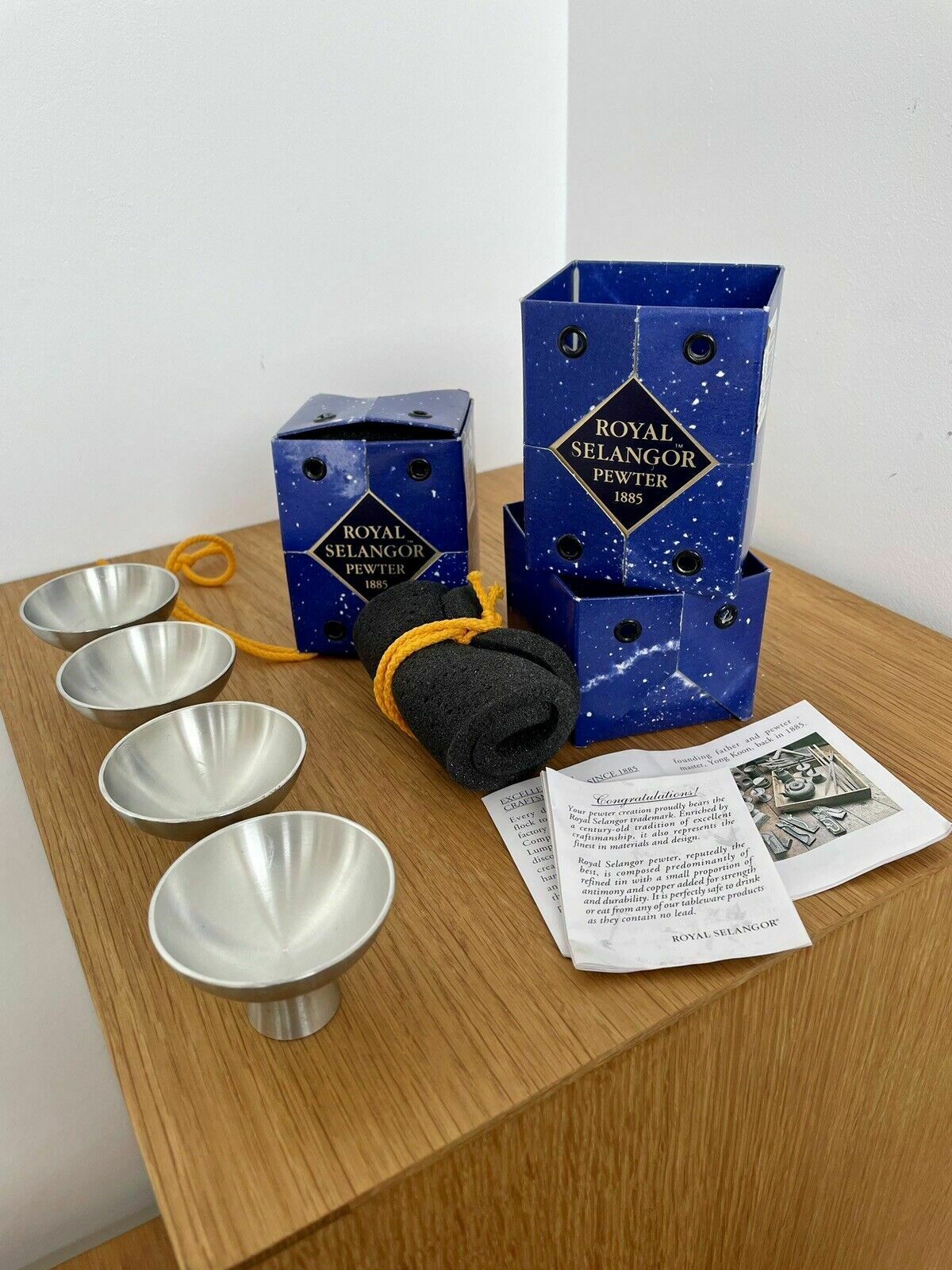 4 Vintage Royal Selangor Pewter Modernist Sake Cups Boxed 2 Sets Of Two ...