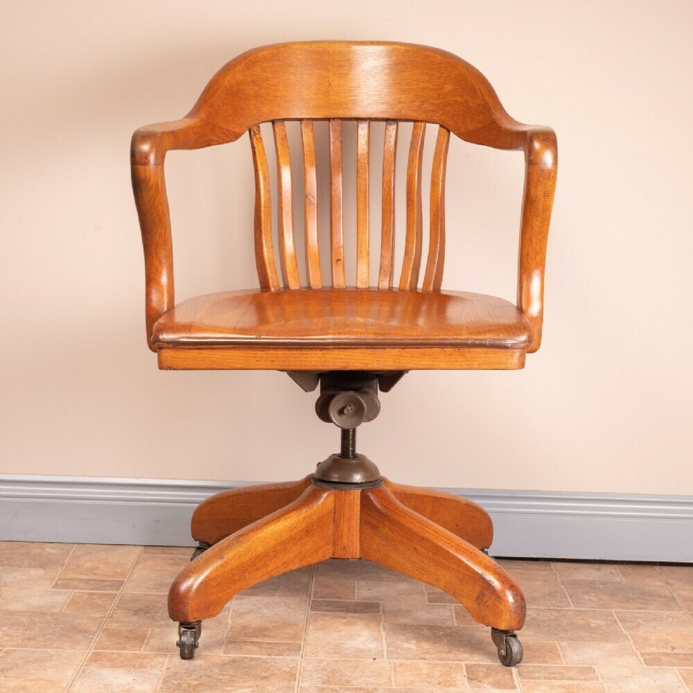 Oak Revolving Office Desk Chair | Vinterior