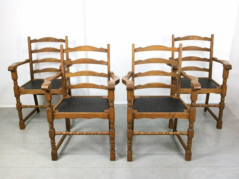 Vintage Medieval Chairs In Oak, Set Of 4 | Vinterior