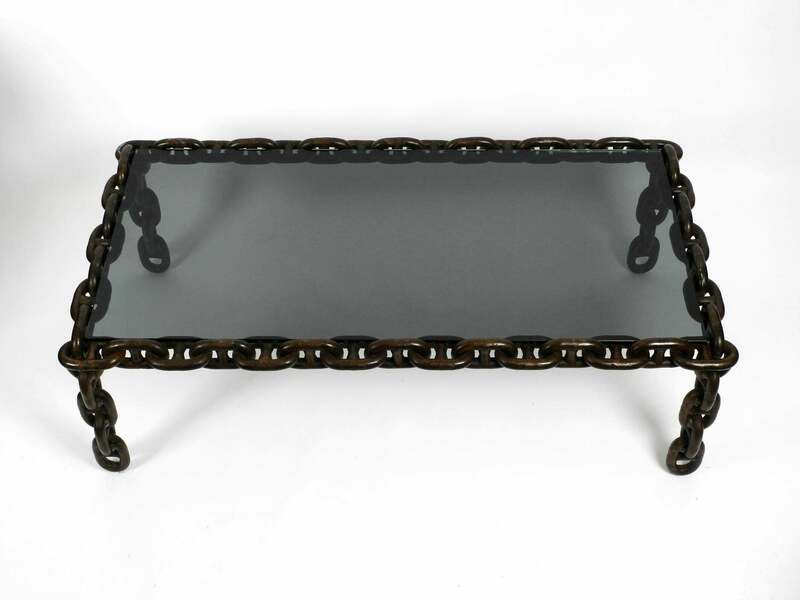 1970s Xl Coffee Table Made Of Nautical Iron Chain And A Thick Smoked ...