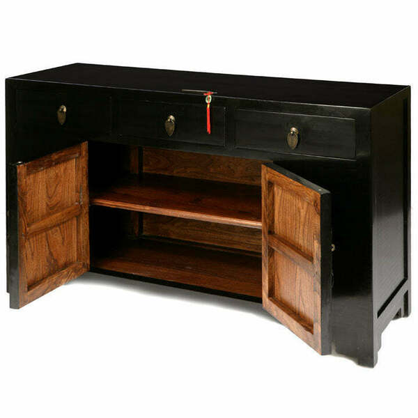 Chinese Ming Sideboard Black Lacquer Vinterior