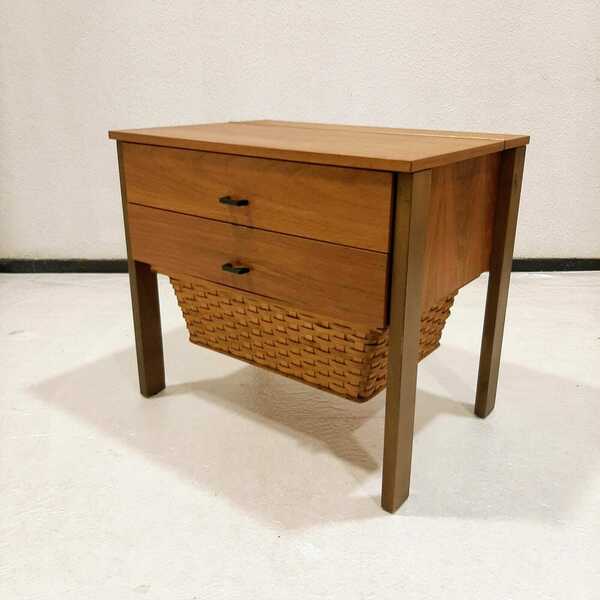 Sewing Cabinet With Reed Basket By Horn Collection, West Germany 1950s ...