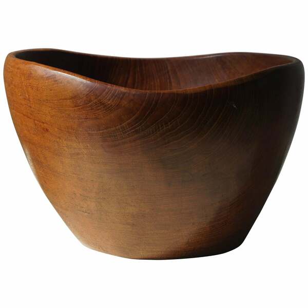 Mid Century Danish Sculptural Teak Bowl, Handcrafted In 1960s | Vinterior